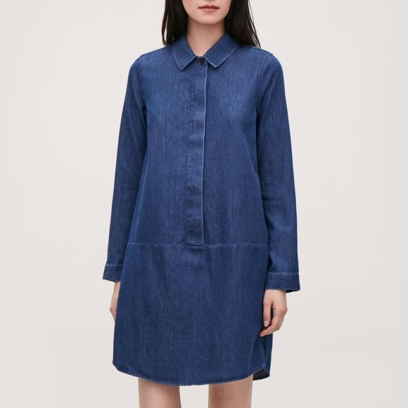 COS | Dresses | Cos Blue Long Sleeve Dress | Poshmark